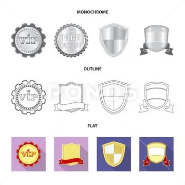 Isolated object of emblem and badge logo. Set of emblem and sticker ...