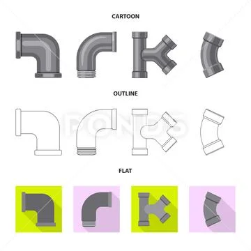 Isolated object of pipe and tube icon. Collection of pipe and pipeline ...