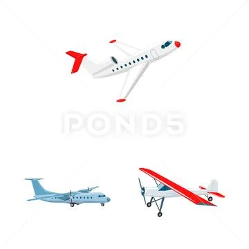 Isolated object of plane and transport symbol. Set of plane and sky ...