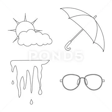 Isolated object of weather and climate symbol. Set of weather and cloud ...