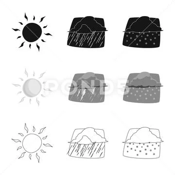 Isolated object of weather and climate symbol. Set of weather and cloud ...