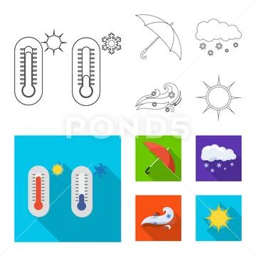 Isolated object of weather and climate symbol. Set of weather and cloud ...