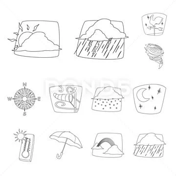 Isolated object of weather and climate symbol. Set of weather and cloud ...