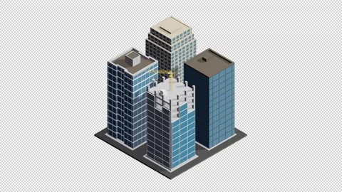 isometric buildings being contructed loo... | Stock Video | Pond5