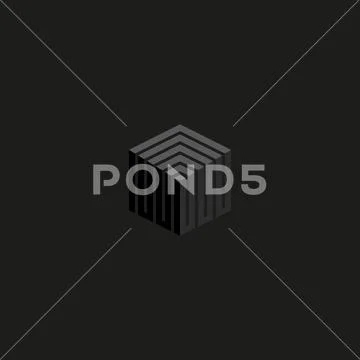 Isometric cube logo perspective lines construction, gray color modern ...