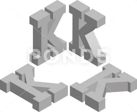 Isometric letter K. Template for creating logos, emblems, monograms ...