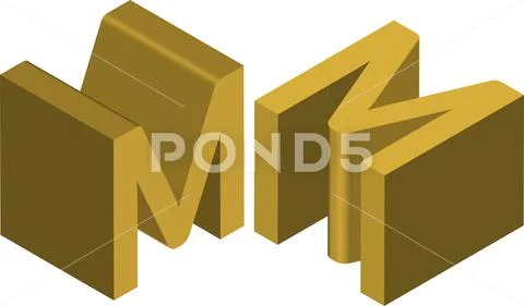 Isometric letter M. Template for creating logos, emblems, monograms ...