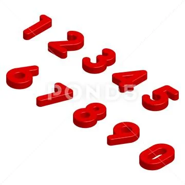 Isometric Red 3D Numbers Isolated on White Background: Royalty Free ...