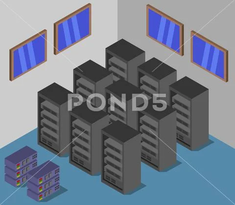 Isometric server room in vector on white background: Royalty Free ...
