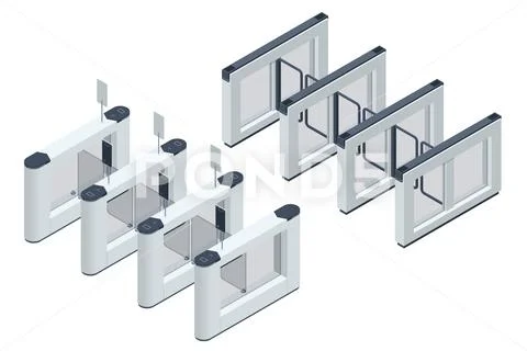 Isometric Turnstile. Access control equipment. Magnetic card access ...