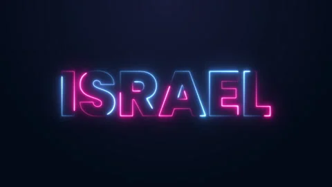 israel animated neon sign. | Stock Video | Pond5