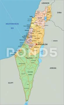 Israel - Highly detailed, editable political map with labeling. ~ Clip ...