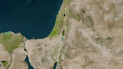 Israel map - glide. Regions. Satellite. | Stock Video | Pond5