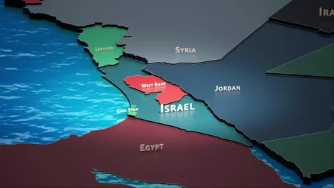 Israel stylized political map and neighb... | Stock Video | Pond5