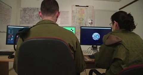 Israeli soldiers in a military command a... | Stock Video | Pond5