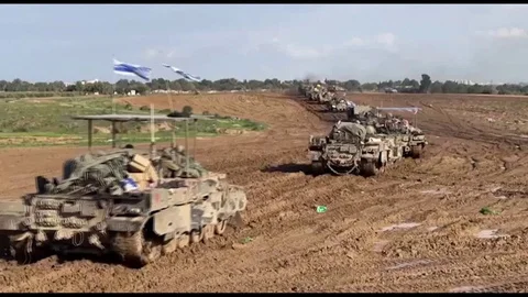 Israeli tanks redeploy from position in ... | Stock Video | Pond5