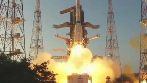ISRO launches GSLV-14 carrying INSAT 3D ... | Stock Video | Pond5