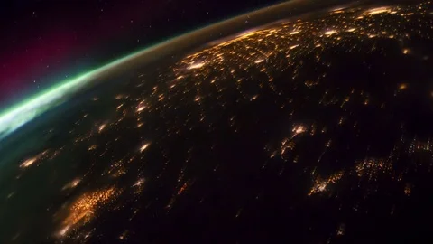 ISS view of rotating planet earth with a... | Stock Video | Pond5
