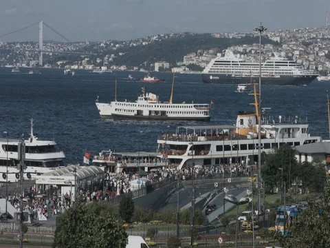 Istanbul bosphorus bridge and ships goin... | Stock Video | Pond5