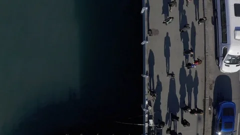 Istanbul Galata Bridge Top View Walking ... | Stock Video | Pond5