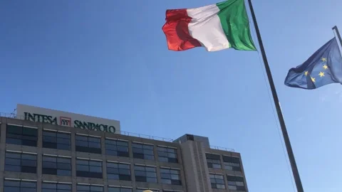 the Italian bank INTESA SAN PAOLO with t... | Stock Video | Pond5