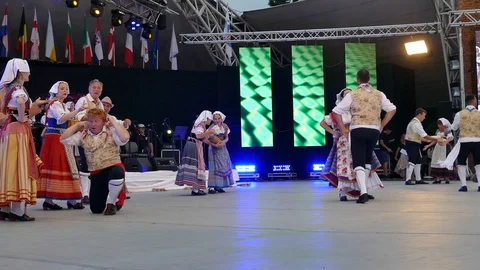Italian dancers in traditional costume, ... | Stock Video | Pond5