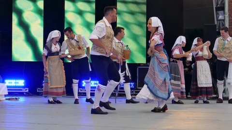 Italian dancers in traditional costume, ... | Stock Video | Pond5