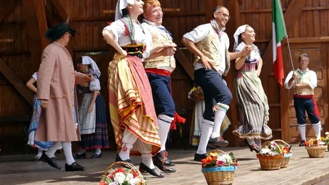 Italian dancers in traditional costume, ... | Stock Video | Pond5