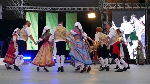 Italian dancers in traditional costume, ... | Stock Video | Pond5
