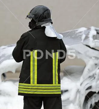 Photograph: Italian fire fighter with uniform and the text #152934432