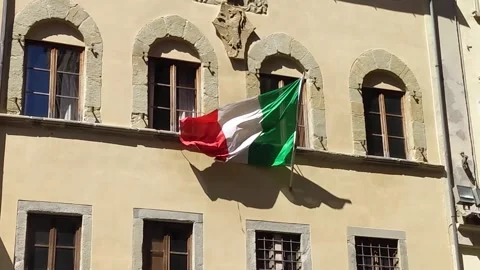 Italian Flag on building side waving in ... | Stock Video | Pond5