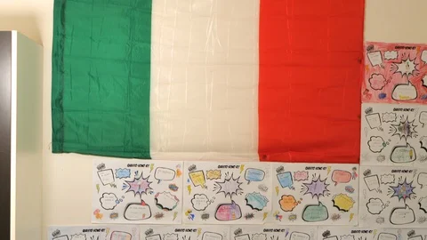 Italian Flag Hanging On A School Classro... | Stock Video | Pond5