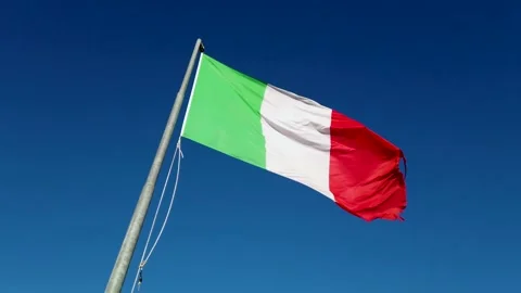 Italian flag on pole waving | Stock Video | Pond5
