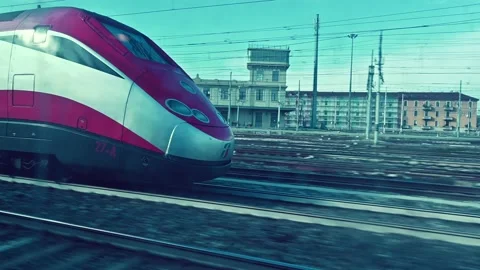 Italian high-speed train "Freccia Rossa"... | Stock Video | Pond5