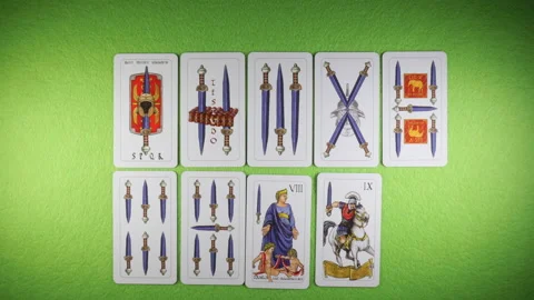 Italian playing cards, roman deck swords... | Stock Video | Pond5