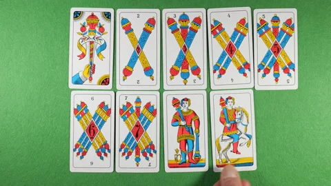 Italian playing cards, Trento deck baton... | Stock Video | Pond5