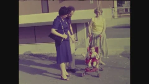 Italy 1969, Baby in the stroller in the ... | Stock Video | Pond5
