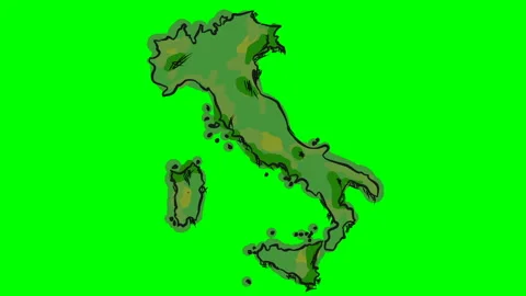Italy drawing colored map green screen i... | Stock Video | Pond5