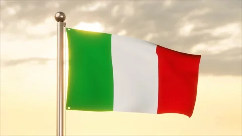 Italy Flag blowing in the wind with suns... | Stock Video | Pond5