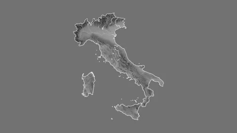 Italy map - cartoon. Regions. Grayscale. | Stock Video | Pond5