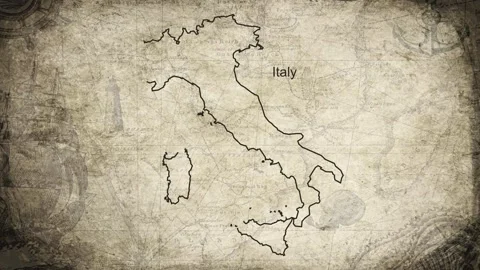 Italy map drawn on a cartography backgro... | Stock Video | Pond5