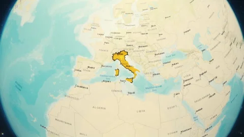 Italy Map On Earth Globe - Flat Style | Stock Video | Pond5