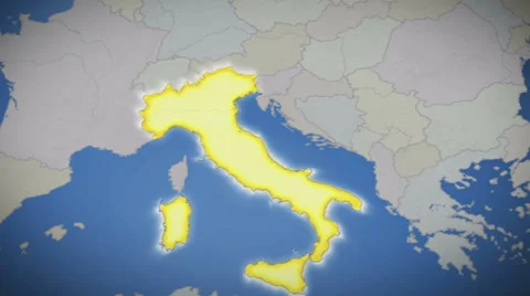 Italy on map of Europe. Country pull out... | Stock Video | Pond5