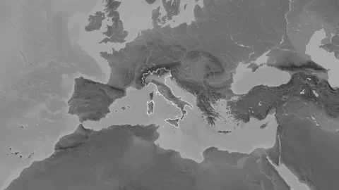 Italy map - glide. Border. Grayscale. | Stock Video | Pond5