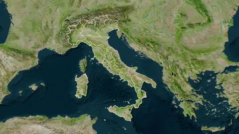Italy map - glide. Regions. Satellite. | Stock Video | Pond5