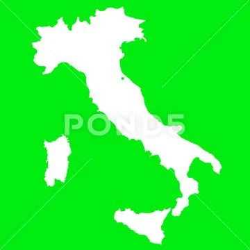Italy Map Outline on Green Screen: Graphic #90681277