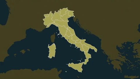 Italy map - zoom. Regions. Pattern. | Stock Video | Pond5