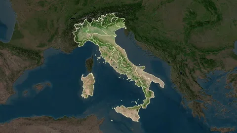Italy map - zoom. Regions. Satellite. | Stock Video | Pond5