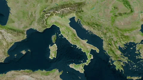 Italy map - zoom. Regions. Satellite. | Stock Video | Pond5