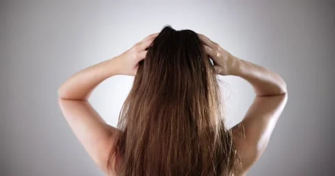 Itching Dry Head Scalp And Long Hair | Stock Video | Pond5